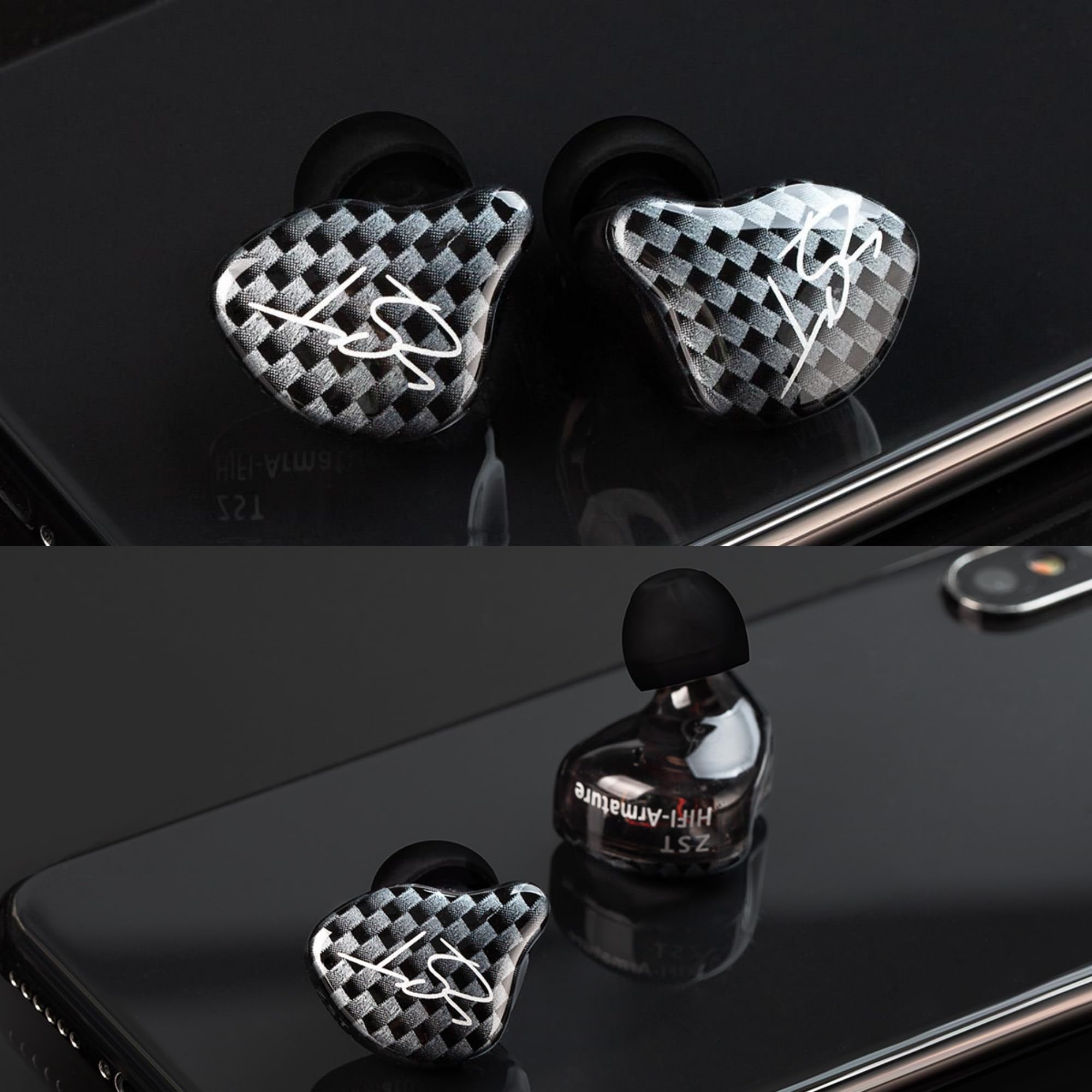YINYOO KZ ZST Hybrid Banlance Armature with Dynamic in-Ear Earphone 1BA+1DD HiFi Headset in Ear Monitors Headphones Wired Earbuds Gaming Earbuds (ZST mic)