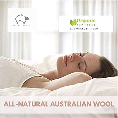 OrganicTextiles All-Natural Australian Wool Mattress Pad with 100% Organic Cotton Cover (Cal King),Cool and Breathable,Soft & Luxurious,Baffle Box Stitching,Temperature Regulation,Machine Washable