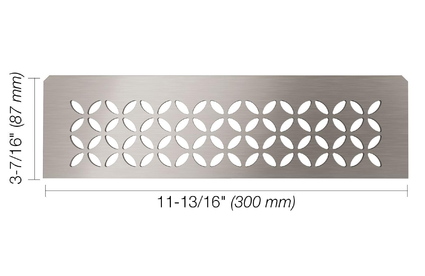 Schluter Rectangular Shelf for Prefabricated Kerdi Board SN/-SNLT Niches - 4mm Thick, Floral Design, Stainless Steel Material, Brushed Stainless Steel Finish - SNS1D5EB