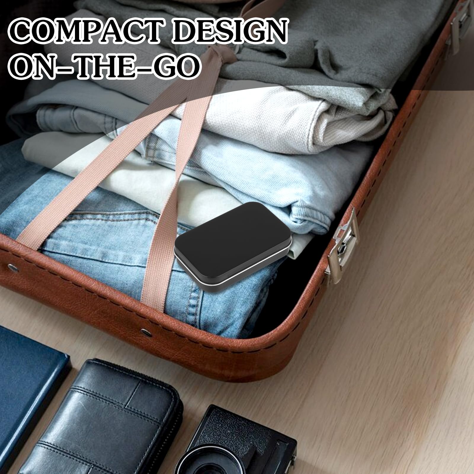 Qianyu Mini Portable Storage Organizer Rectangular Empty Hinged Tin Box Containers Small Container Tins with Lid Black Home Storage Boxes for Candies Key Earrings Jewelry Crafts Drawing Pin