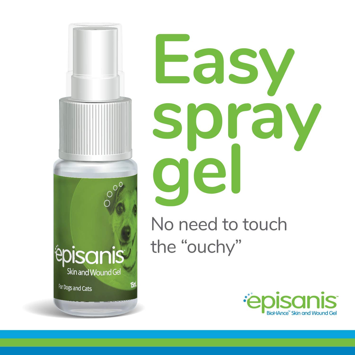 Sentrx Episanis Skin & Wound Gel Spray for Dogs & Cats, Patented BioHance Wound Spray, Cuts, Bites, Hot Spots, Ulcers, 15 ml