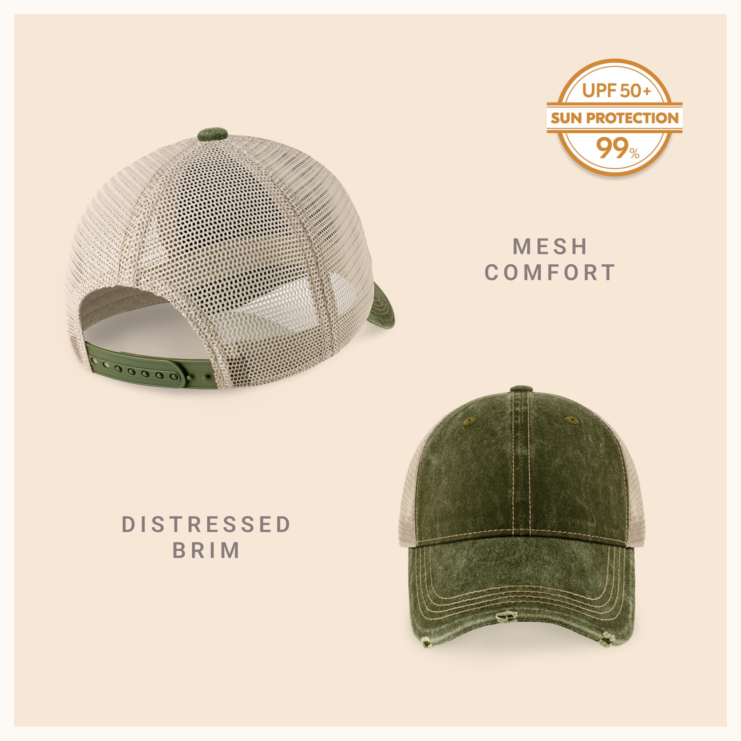 CHOK.LIDS Everyday Premium Washed Trucker Hat Unstructured Distressed Pigment Dyed Cap Adjustable Outdoor Headwear (Red.)