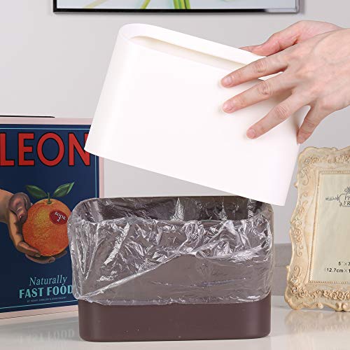 Sheebo Modern Modern Open Top Mini Trash Can Wastebasket Dispenser for Bathroom Vanity, Desktop, Tabletop or Coffee Table - Dispose of Cotton Rounds, Makeup Sponges, Tissues; 2 Liter (Rectangle -