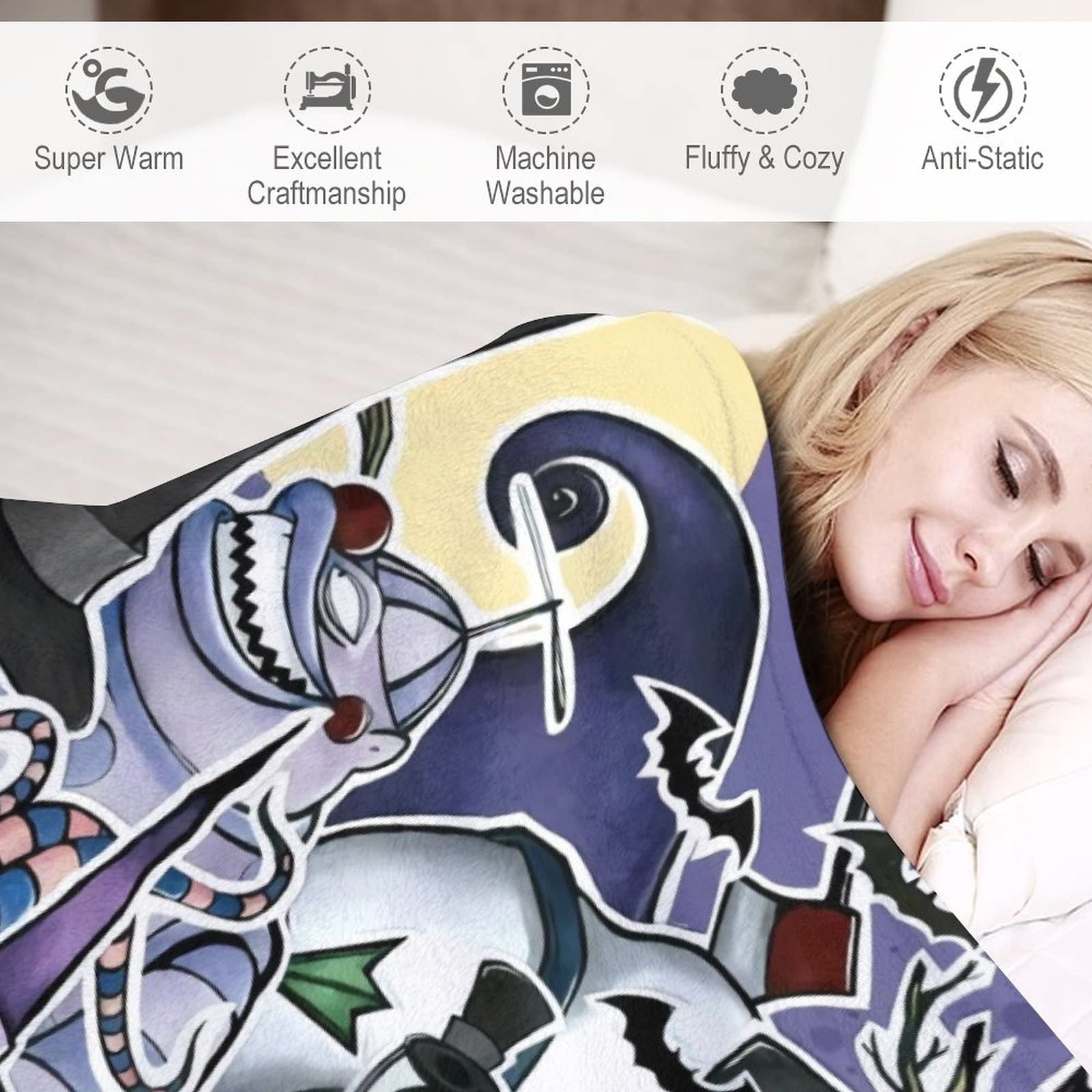 Christmas Blanket Super Soft Jack Skellington & Sally Throw Blankets for Couch Sofa Beding Kids Adults Gifts 60"X80"