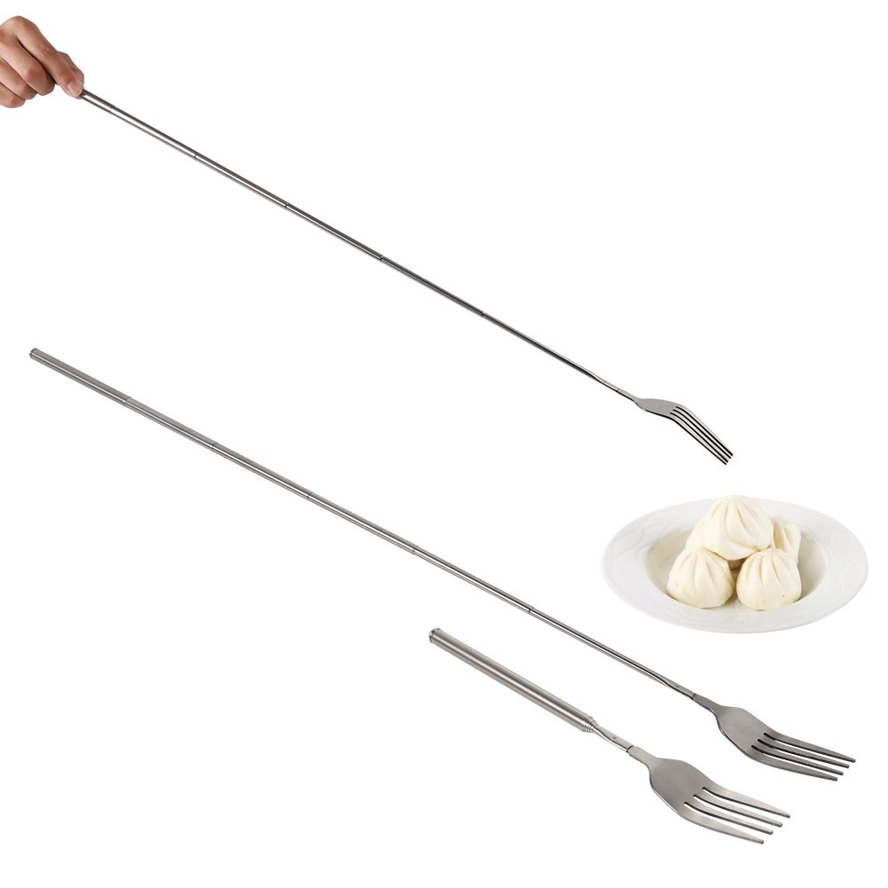 ORULA Telescopic Fork,Extendable Fork,Extending Fork,64cm Long Stainless Steel Retractable Fork Extendable Dinner Fruit Dessert Fork 8.7~25.4in