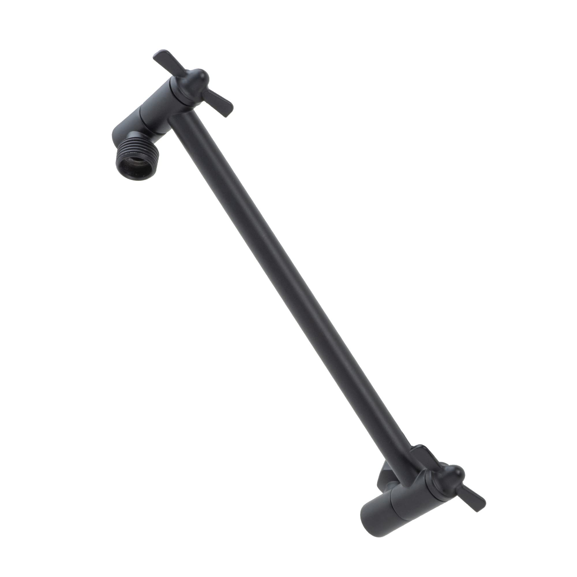 Shower Head Extension Arm by JS Jackson Supplies, Adjustable 10 Inch Showerhead Extender, Solid Brass Construction, Universal Tall Hi-lo Pipe Height Extending (Black Finish)