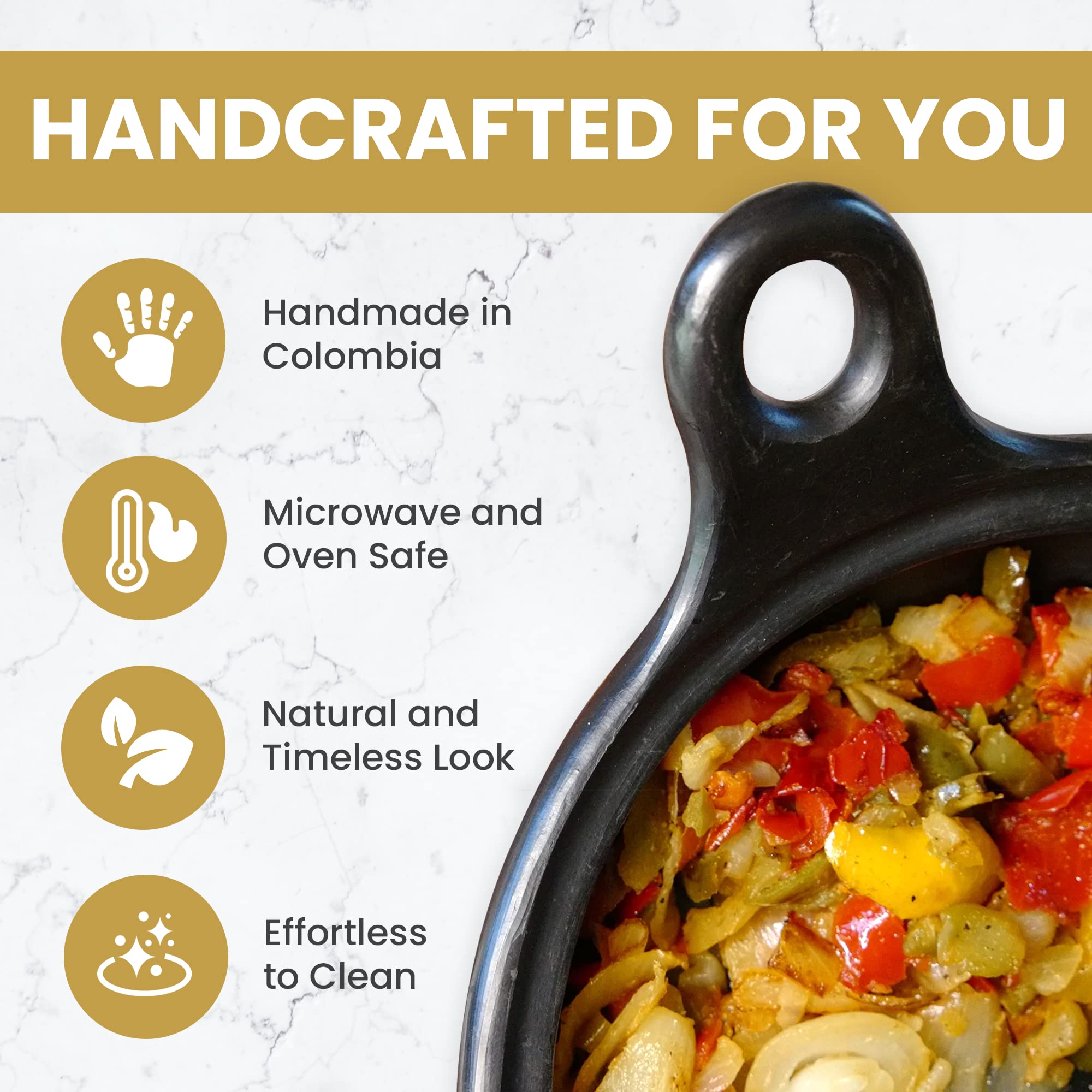 Toque Blanche Authentic Chamba Saute Pan – Gift for Men & Women – Handmade Black Clay Cooking & Serving Pan with Handle – Deep Pan with Lid - Stovetop & Oven Safe Deep Skillet, 8 Inches