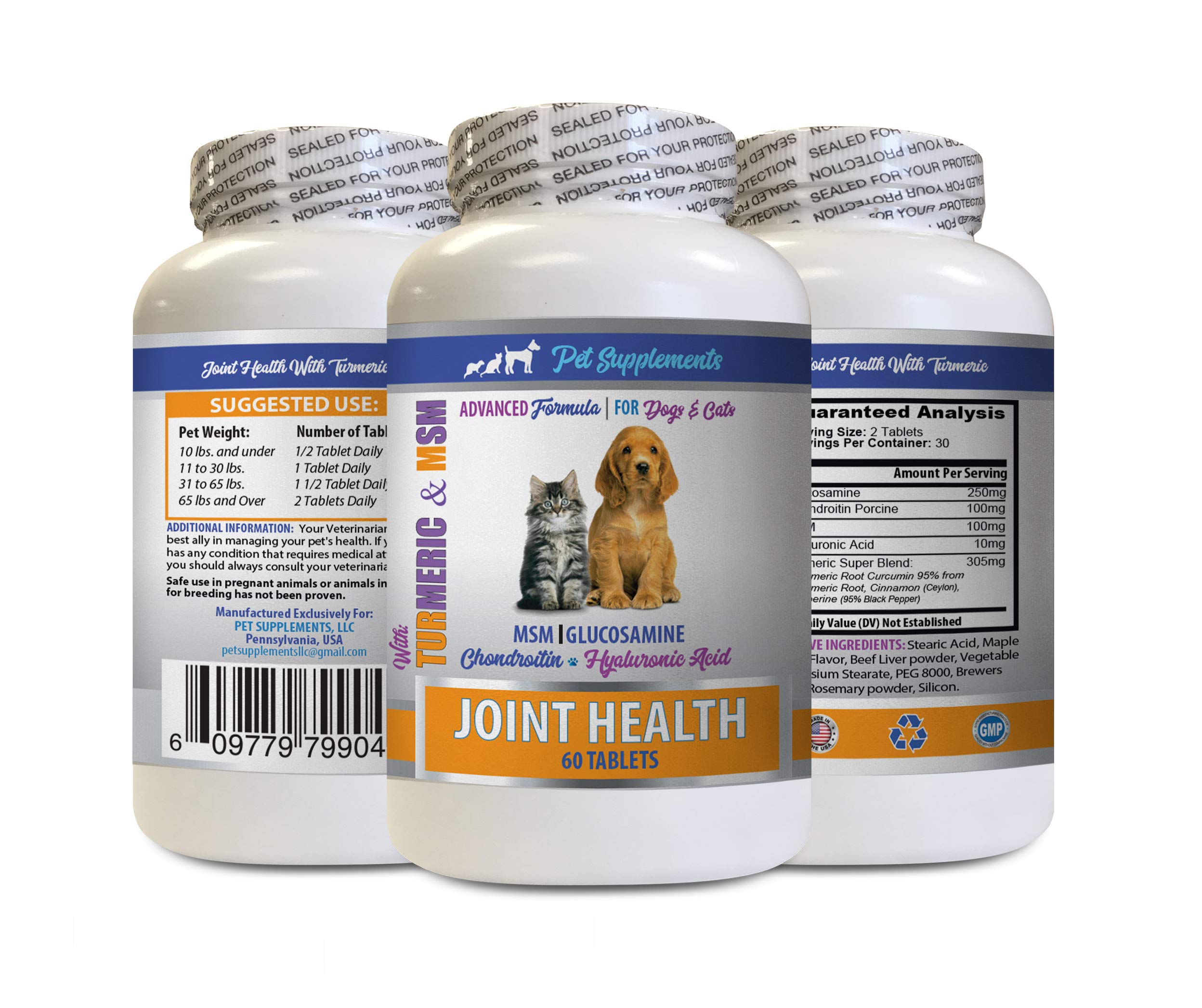 Pet Supplements Dog Joint Care Chews - Pets Turmeric Joint Health - for Dogs and Cats - Advanced Complex - Dog Turmeric - 1 Bottle (60 Tablets)
