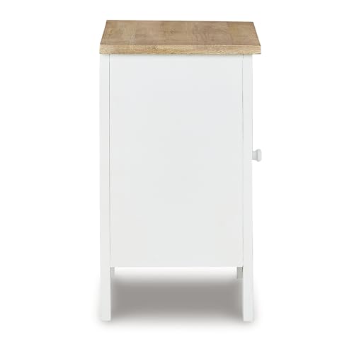 Signature Design by Ashley Gylesburg Farmhouse Accent Cabinet, End Table or Nightstand, 25" Tall, White
