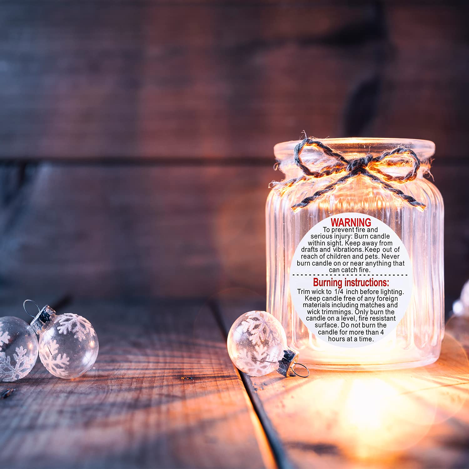 WANBAO 1000 PCS Candle Warning Labels Candle Safety Sticker 1.5 Inch for DIY Candle Jars