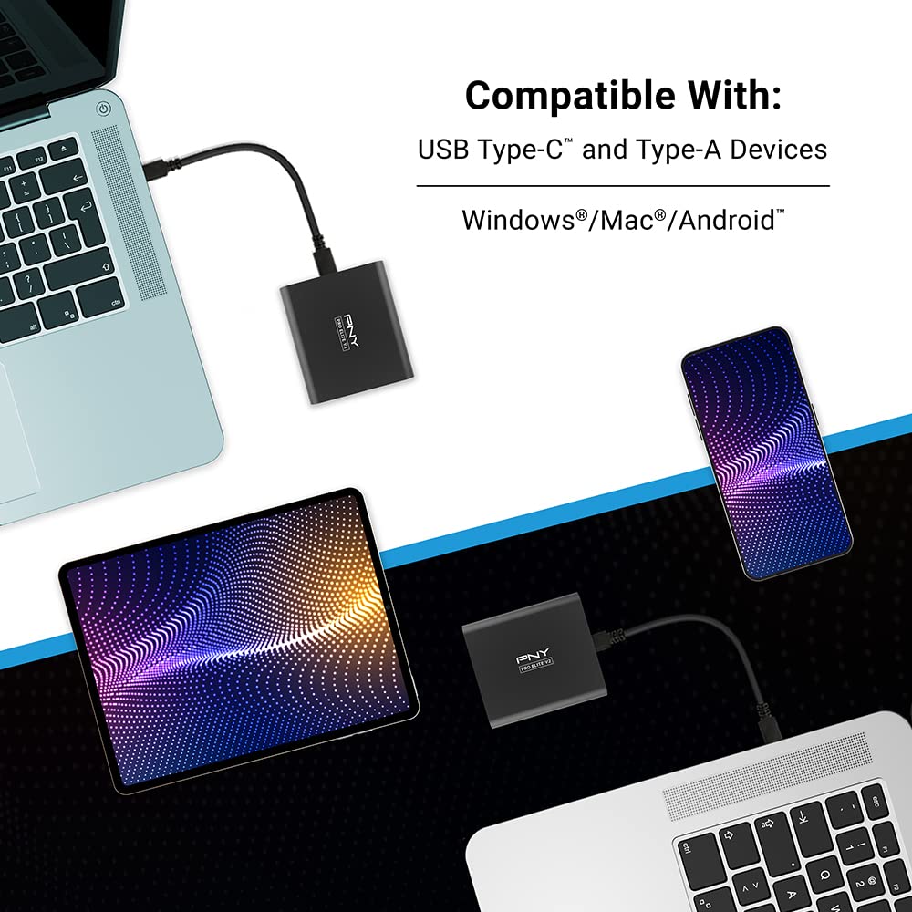 PNY Pro Elite V2 1TB USB 3.2 Gen 2x1 Type-C Portable Solid State Drive (SSD) β (PSD0CS2160-1TB-RB)