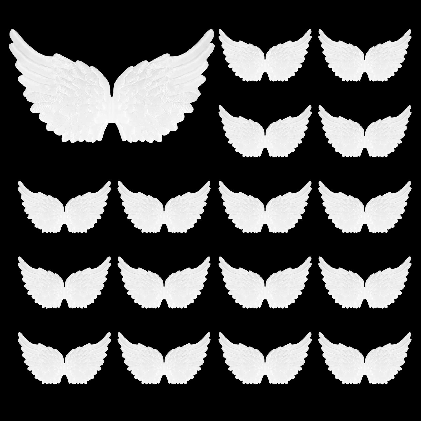 UHOMENY 16pcs Glitter Angel Wings, Fabric Angel Wings for Crafts Mini Angel Wings for Ornaments Patches Christmas Tree Decor Hanging Vintage Chic Pendant for Party Decor DIY Craft (White)
