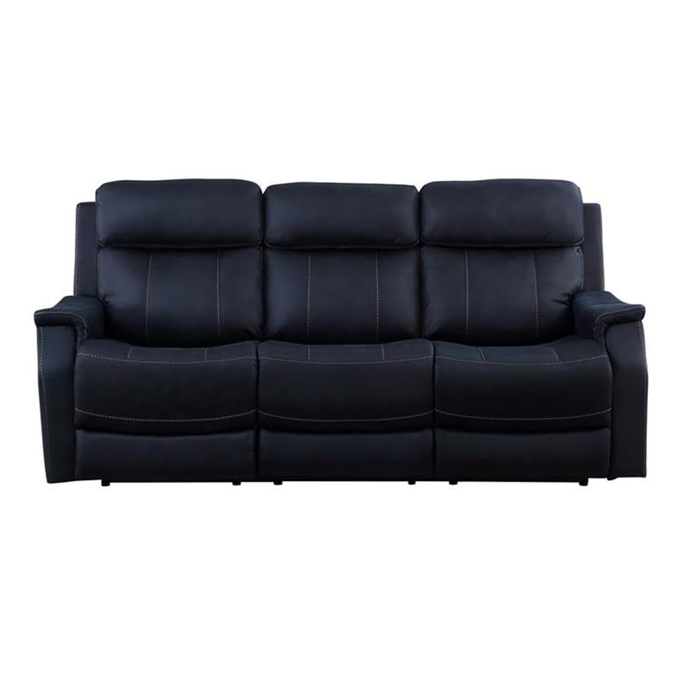 Steve Silver Co Ocean Blue Nubuck Leather-Like Power Reclining USB Port, Hand-Stitched, Headrest & Footrest Control Sofas, 84 x 41 x 41