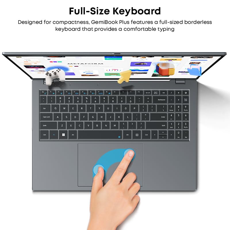 CHUWI GemiBook Plus Laptop 15.6'', 256GB SSD 8GB RAM,12th Gen Intel N100 (Up to 3.4GHz), Windows 11 Laptops, 1TB SSD Expend, FHD 1920 * 1080, HDMI, WiFi 6, BT5.2, Webcam, 38WH, Speakers,USB 3.0