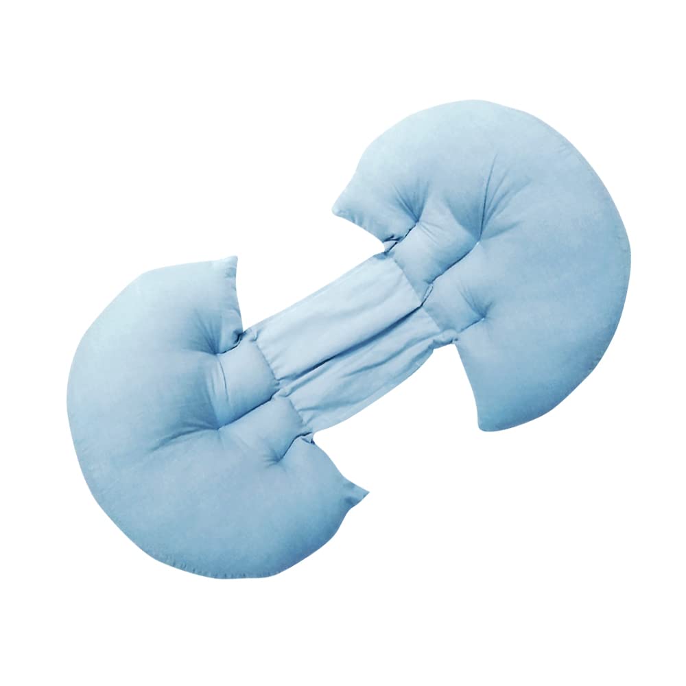 Pregnancy Pillow for Side Sleeper, Double Wedge Maternity Pillow, Belly Support Pillow, Removable Pillowcase Cotton Cover, Side Sleeping Pillow, Waist, Back Support, Gift (Blue)