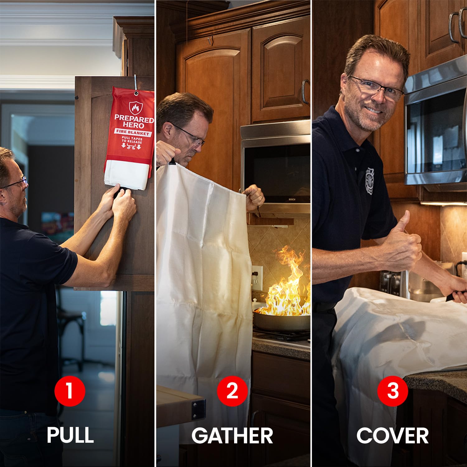 Prepared Hero Emergency Fire Blanket - 2 Pack - Fire Suppression Blanket for Kitchen, 40β x 40β Fire Blanket for Home, Fiberglass Fire Blanket