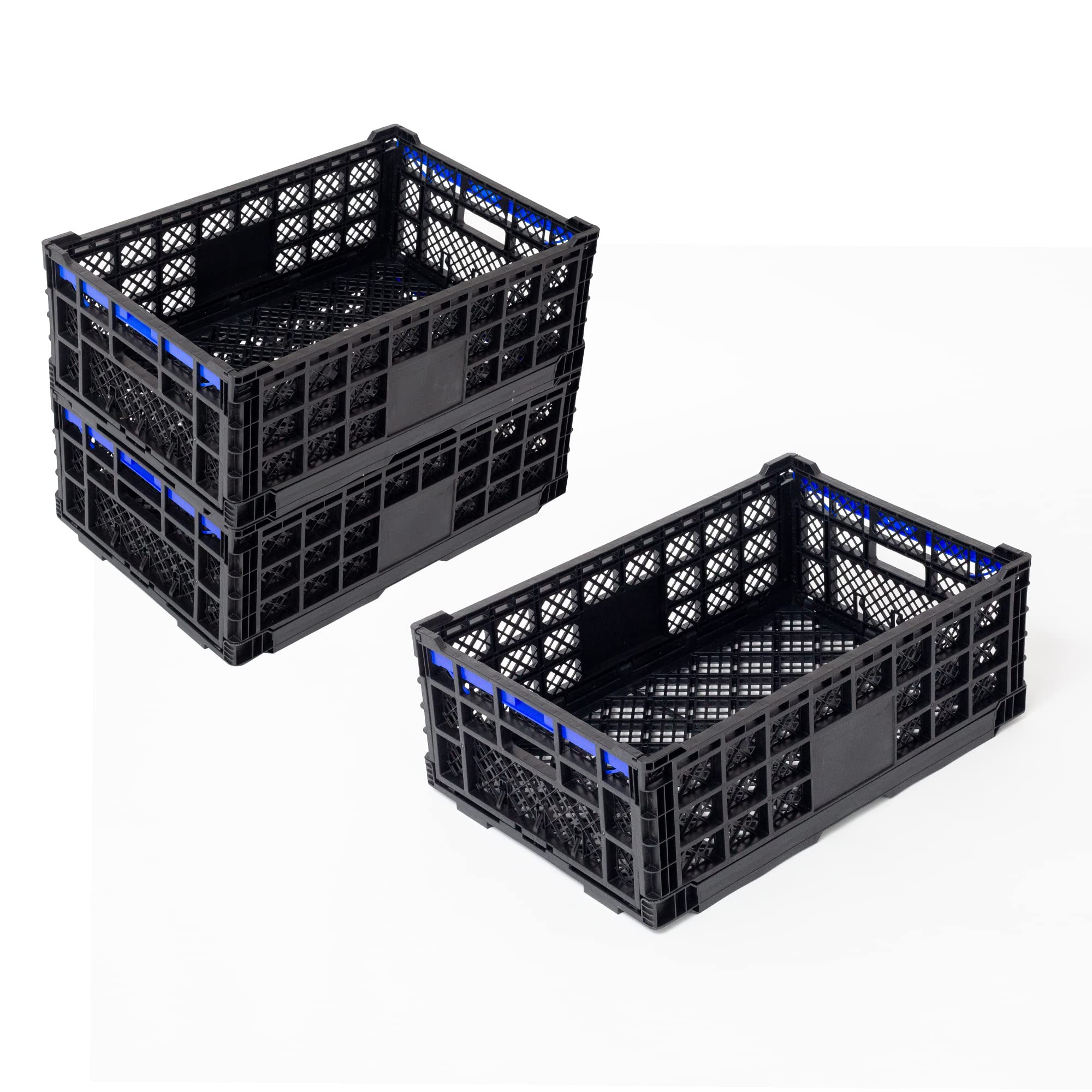 Civil Furniture 3-Pack Collapsible Storage Crates, Stackable Storage Basket Collapsible Storage Bins, 47L Plastic Crate Collapsible Crate Pastel Crates for Home Kitchen Office