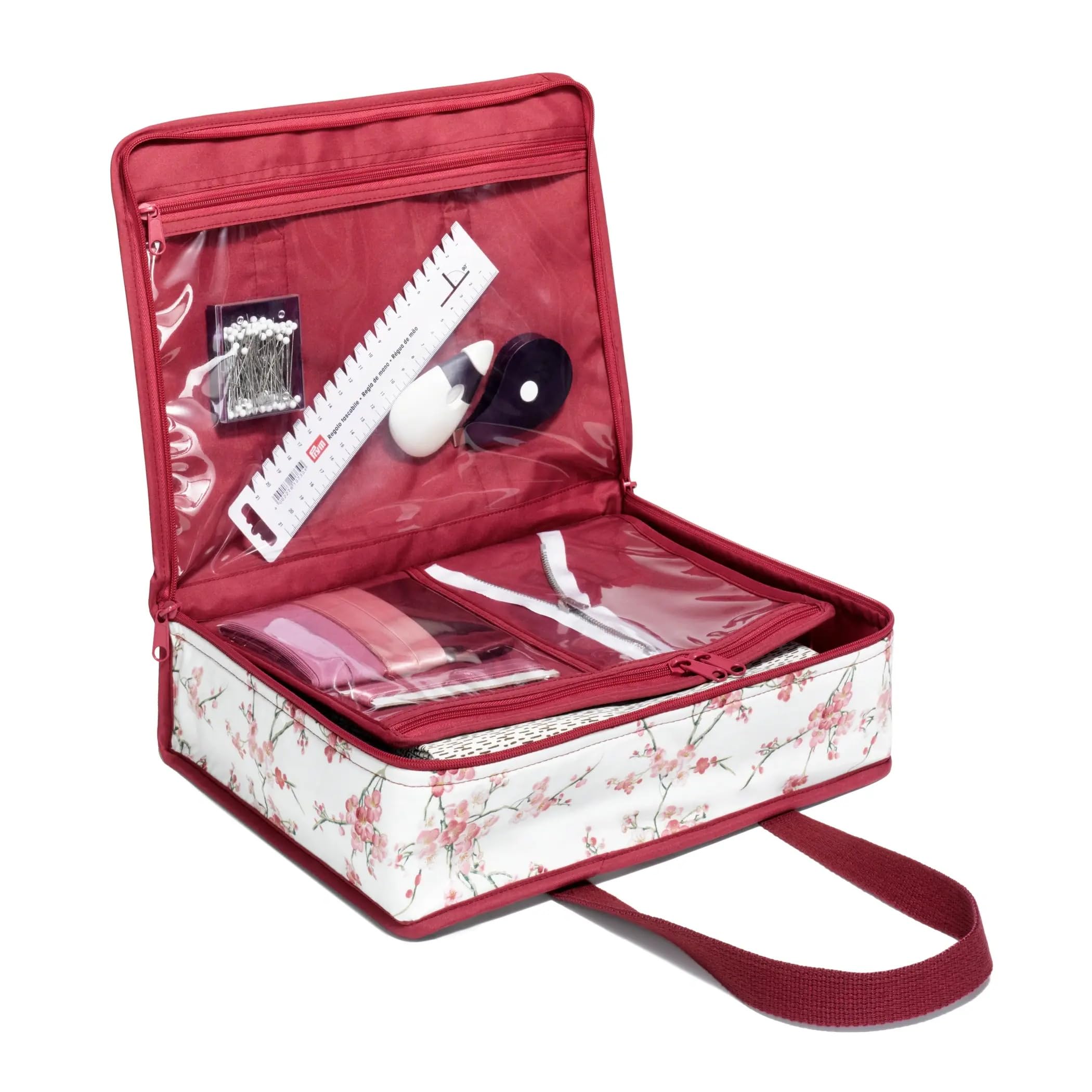 Prym Purpose, White Floral Project Organizer Bag, One Size