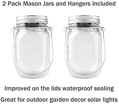 Solar Mason Jar Lantern Lights,2 Pack 30 Led String Fairy Firefly Jar Hanging Lights(Mason Jar/Hanger Included),Mason Jar Lights Kit for Patio Garden Lanterns Wedding Table Decor