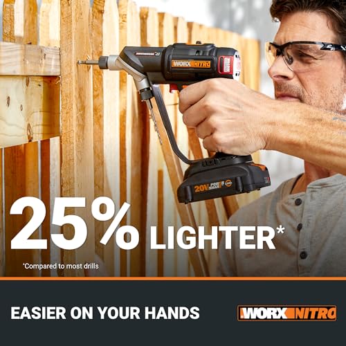 Worx Nitro 20V SwitchDriver 2.0, 2-in-1 Brushless Cordless Drill Driver, Drill Set Rotatable Dual 1/4" Chucks, Compact Cordless Drill with Digital Torque Setting WX177L β (Battery & Charger Included)