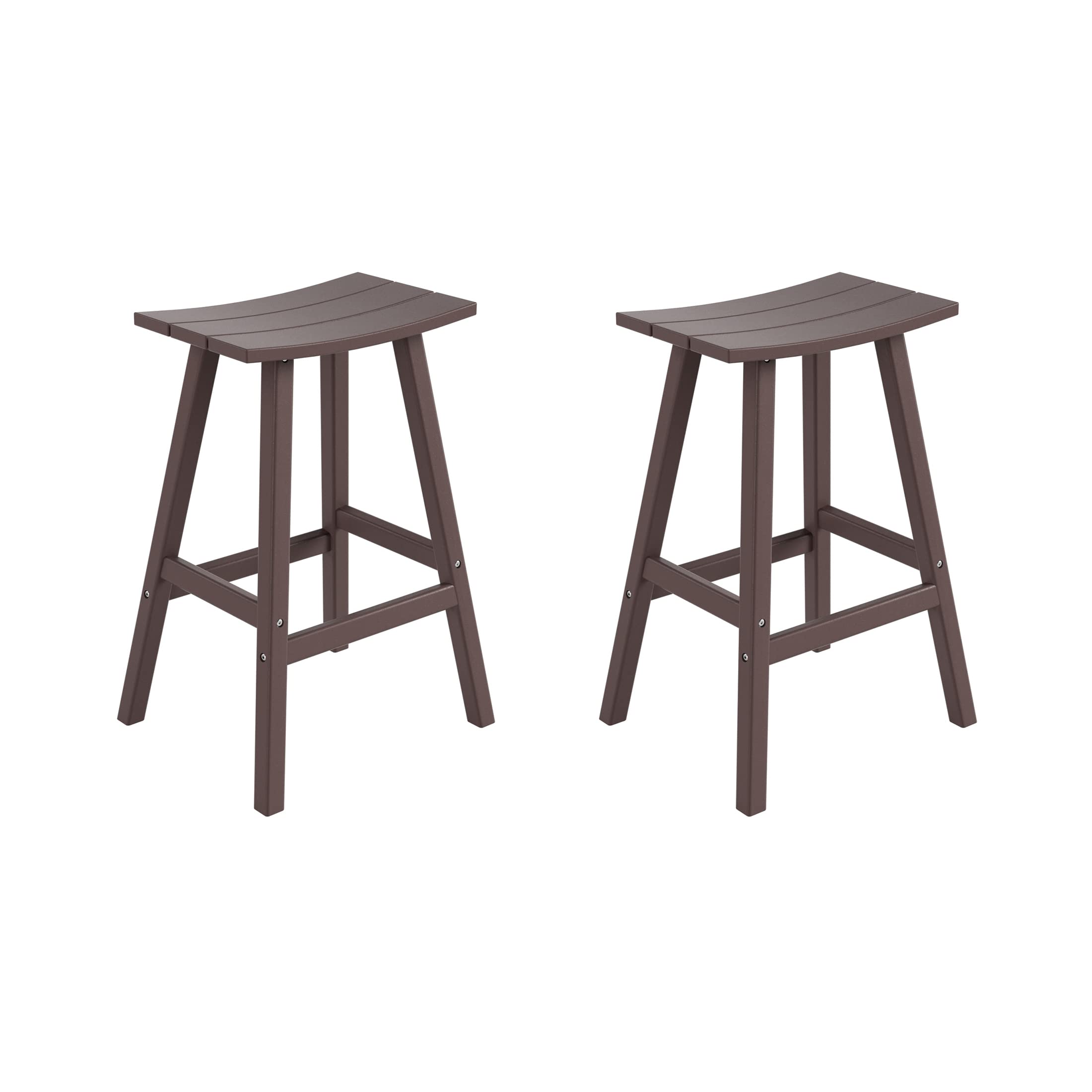 WestinTrends Malibu 29 Inch Outdoor Bar Stools Set of 2, All Weather Resistant Poly Lumber Adirondack Bar Height Stools, Dark Brown