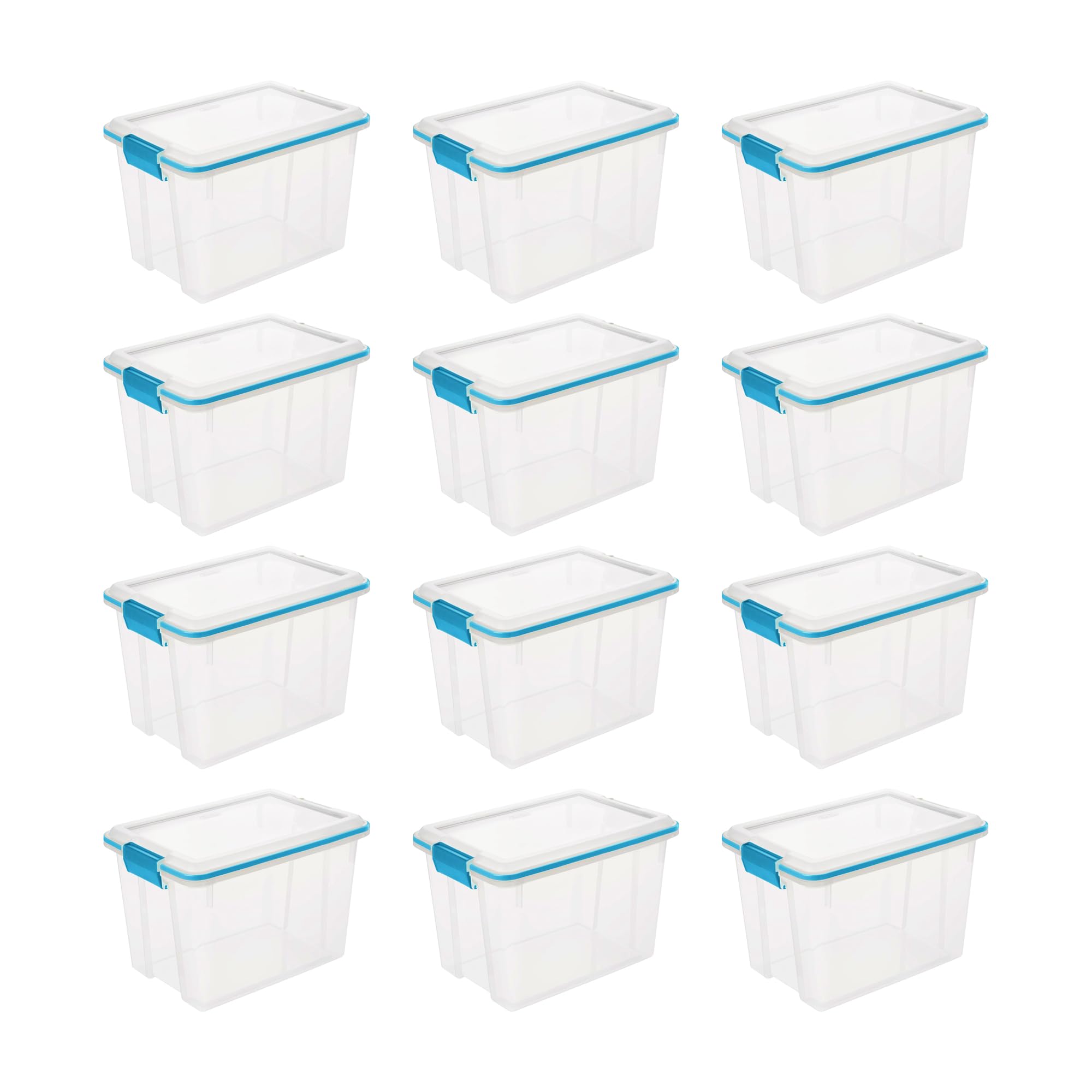 Sterilite 12-Pack Gasket Box, Plastic Storage Bins with Latching Lids, 20 Quart