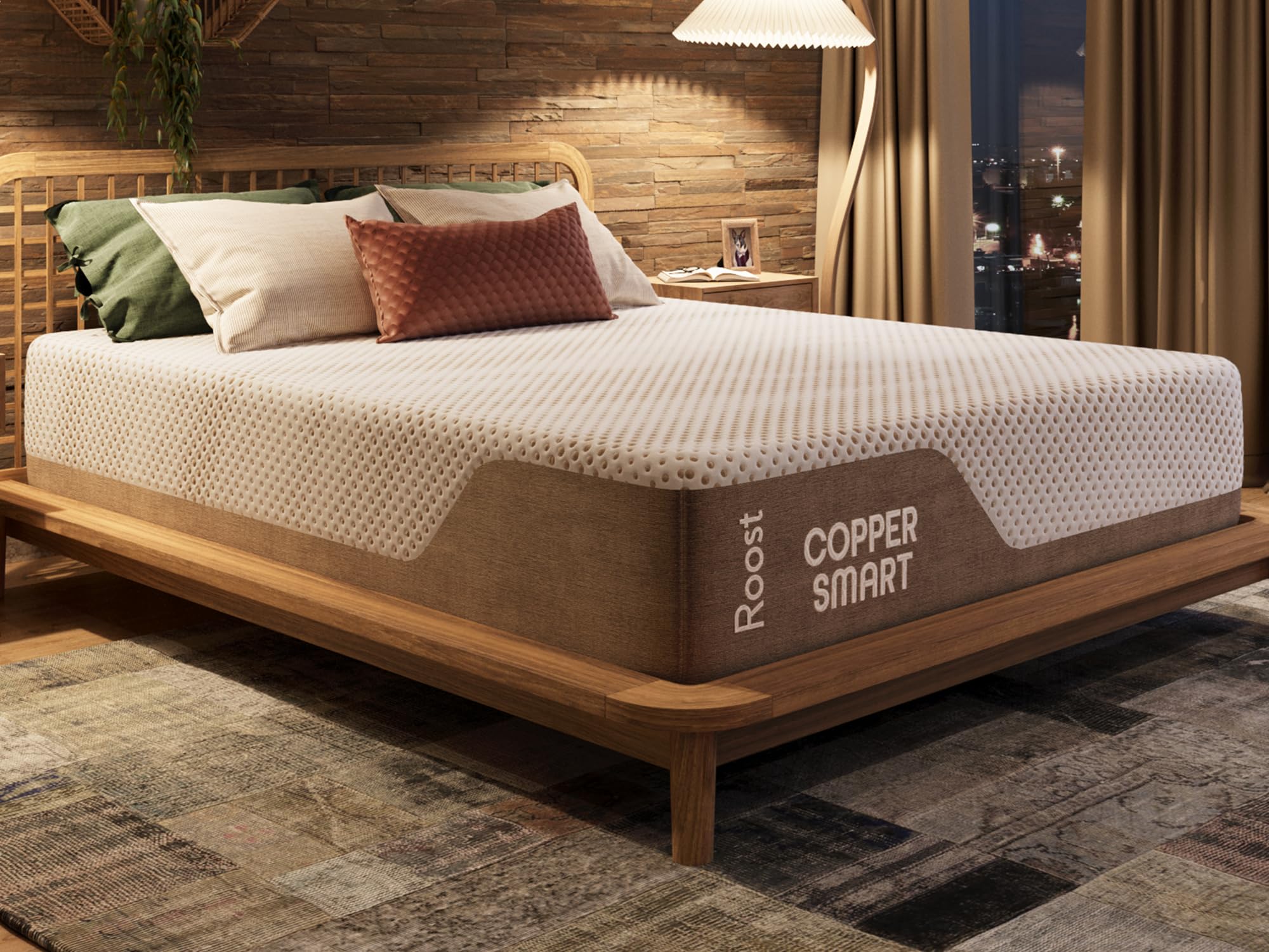 Roost Copper Smart 14-Inch Thermic Gel Memory Foam Mattress with Copper Infused Cover for Cool and Comfortable Sleep, Easy Set Up and Durable Copper Mattress, Full