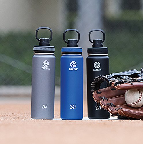 Takeya Originals 24 oz Vacuum Insulated Stainless Steel Water Bottle with Straw Lid, Navy