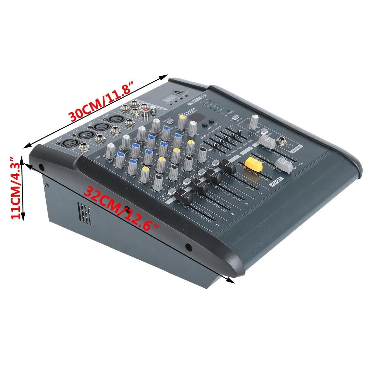 TC-Home 4 Channel Professional Powered Mixer power mixing Amplifier Amp 16DSP with USB Slot