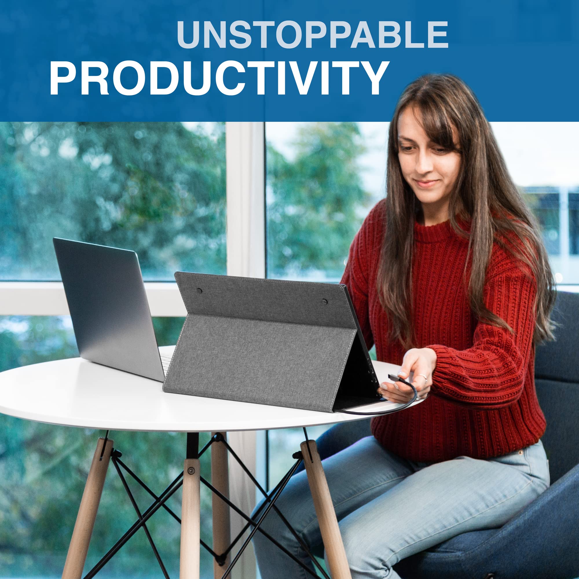 SideTrak Solo Portable Laptop Monitor 15.6” FHD 1080P LCD Screen | Works with Mac, PC, Chrome, PS4, Xbox, Raspberry Pi, & More | Powered by USB or Mini HDMI | Detachable Padded Case and Kickstand