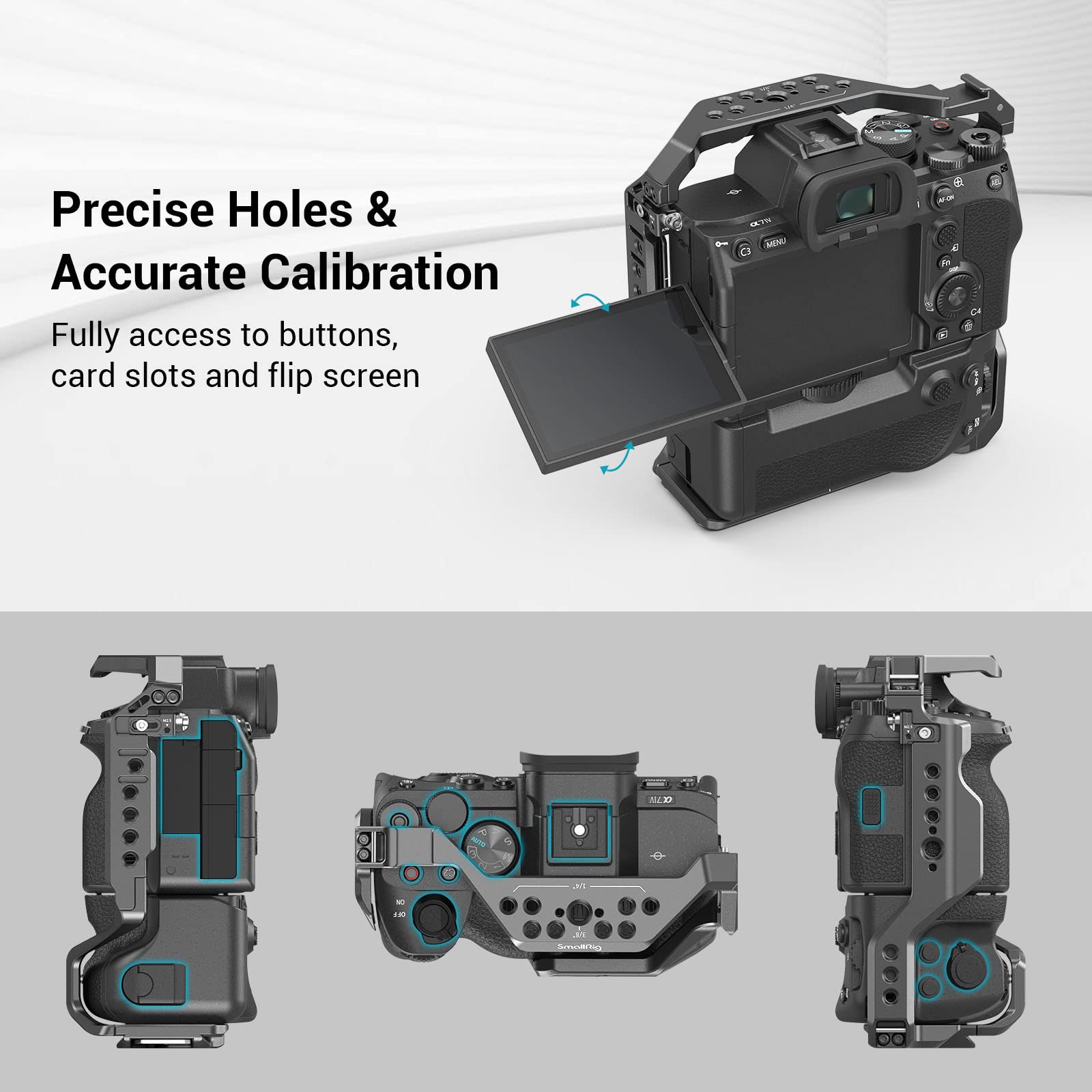 SmallRig Cage for Sony Alpha 7R V/Alpha 7 IV/Alpha 7S III/Alpha 7R IV/Alpha 1 with VG-C4EM Battery Grip - 3594