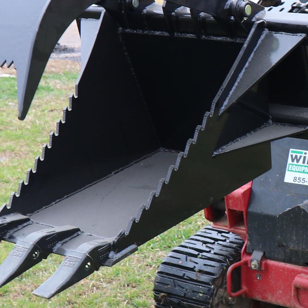 Titan Attachments Mini Skid Steer Stump Bucket Grapple, Quick Tach Mounting Style, Ideal for Tree Stumps, Roots, Buried Rock, Single 3,000 PSI Cylinder