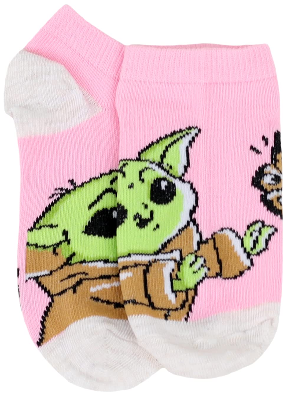 STAR WARS Little Girl's 5 Pack The Mandalorian Baby Yoda No Show Socks, Medium, Pink/Grey Heather