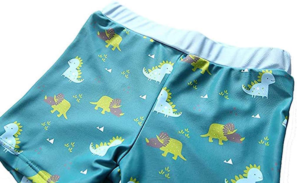 SWMSTUPF Baby Boys Swimsuit Toddler Two Pieces Swimwear Set Dinosaur Bathing Suit Rash Guards with Hat UPF 50+(Dinosaur,18-24Months)