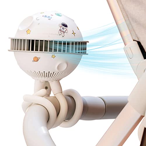 SWTOIPIG Stroller Fan Clip On for Baby Battery Operated, Small Portable Fan Rechargeable with Flexible Tripod, Mini Handheld USB Fan forTravel, Car Seat, Camping, and Bedroom