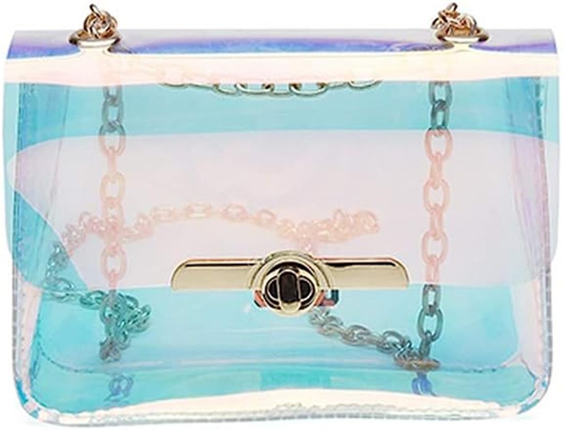 Women Girls Small Holographic Iridescent Clear Purse Crossbody Shoulder Bag