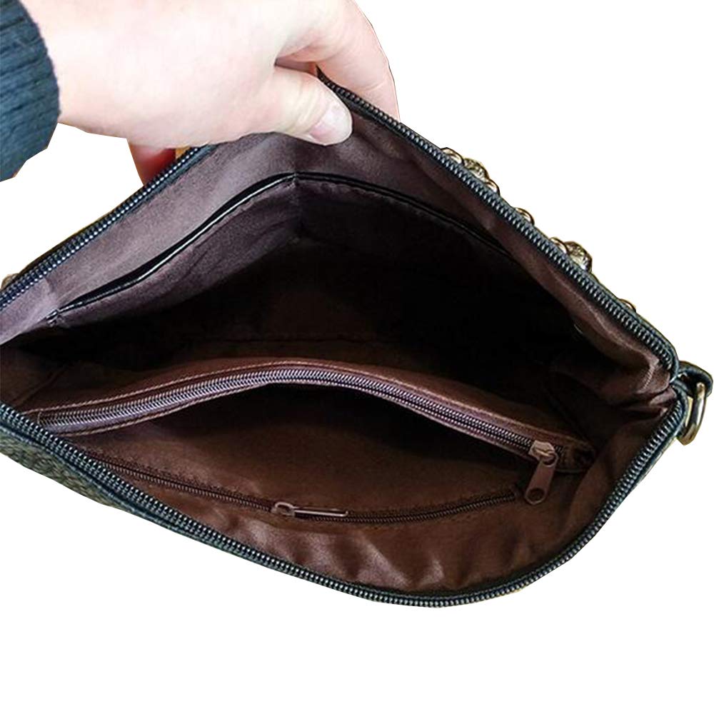 Women Rivets Skull Clutch Purses small Shoulder Bag Party Wristlet Handbag Bag Evening Long Purse