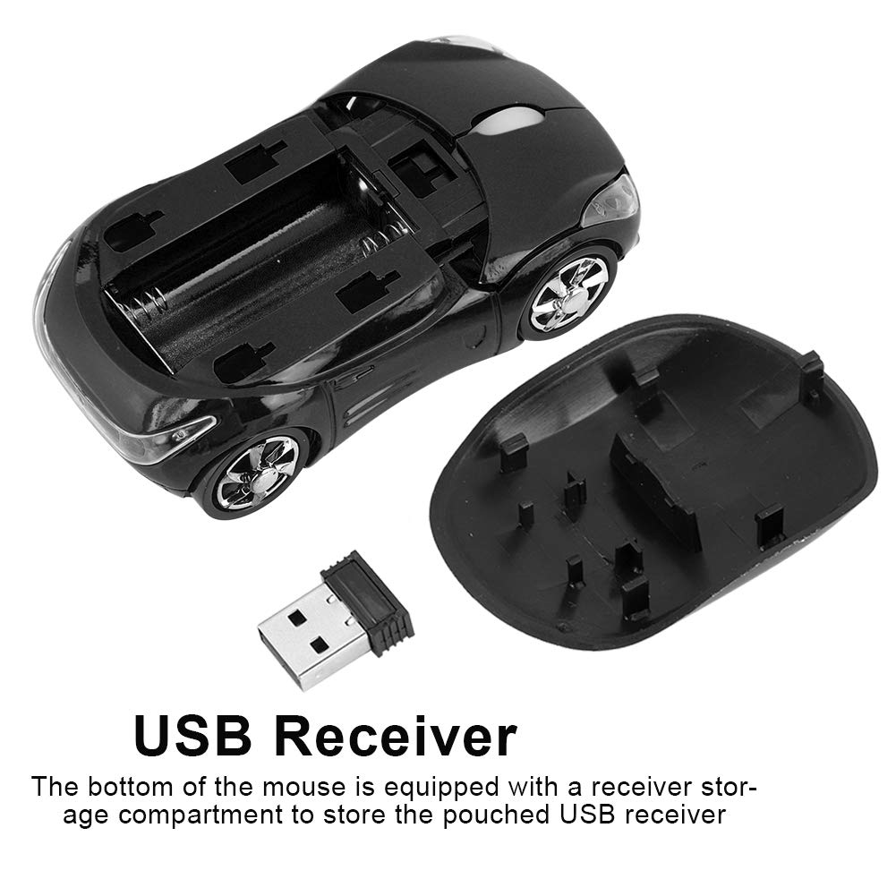 Zerone 2.4GHz Mouse, Portable Optical Mouse 1600DPI for/Android/ME/Windows PC/Tablet Gaming Office (Black)