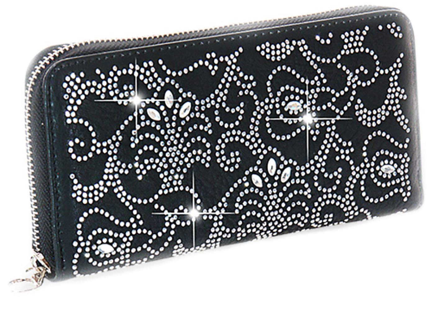 Zzfab Laser sparkle Gem Wallet Rhinestone Wallet -Bling wallet Black