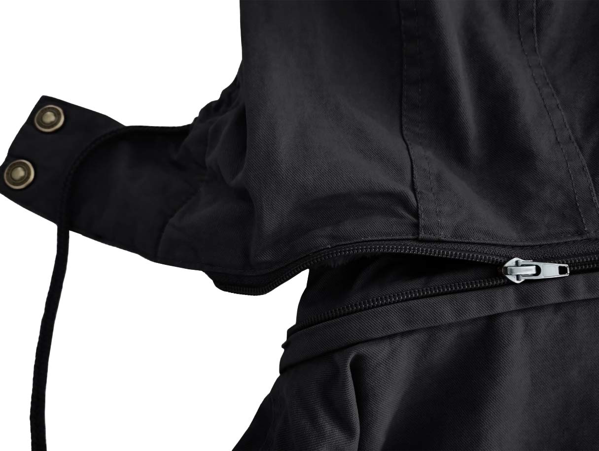 CRYSULLY Men's Winter Fleece Warm Stylish Classic Cotton Windbreaker Cargo Jacket Black