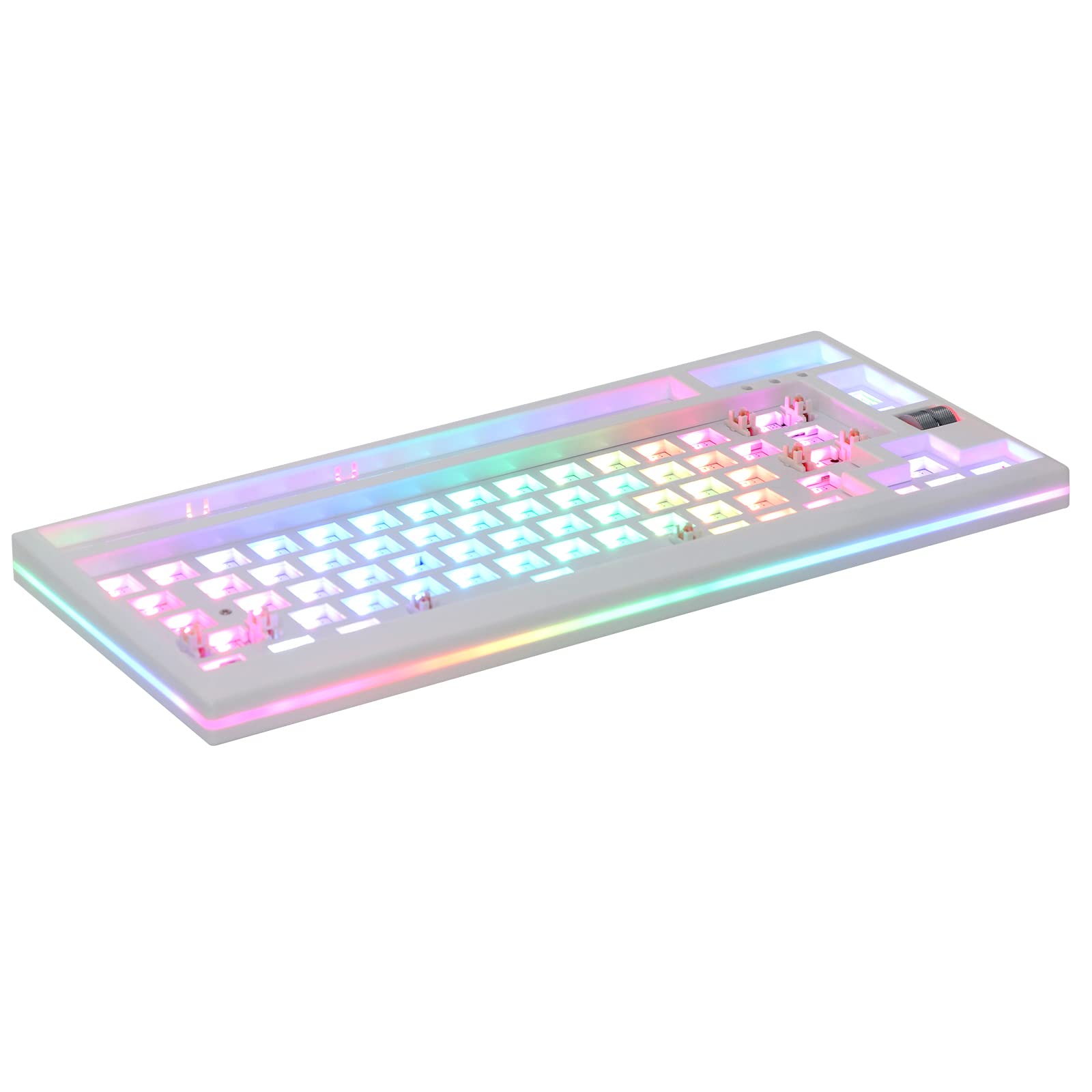 EPOMAKER Eclair 75% Mechanical Gaming Keyboard Kit, Hot Swappable Programmable RGB Bluetooth 5.0/2.4GHz/Wired NKRO with Sound Absorption Foam, Multimedia Wheel Control, for Mac/Win (White)