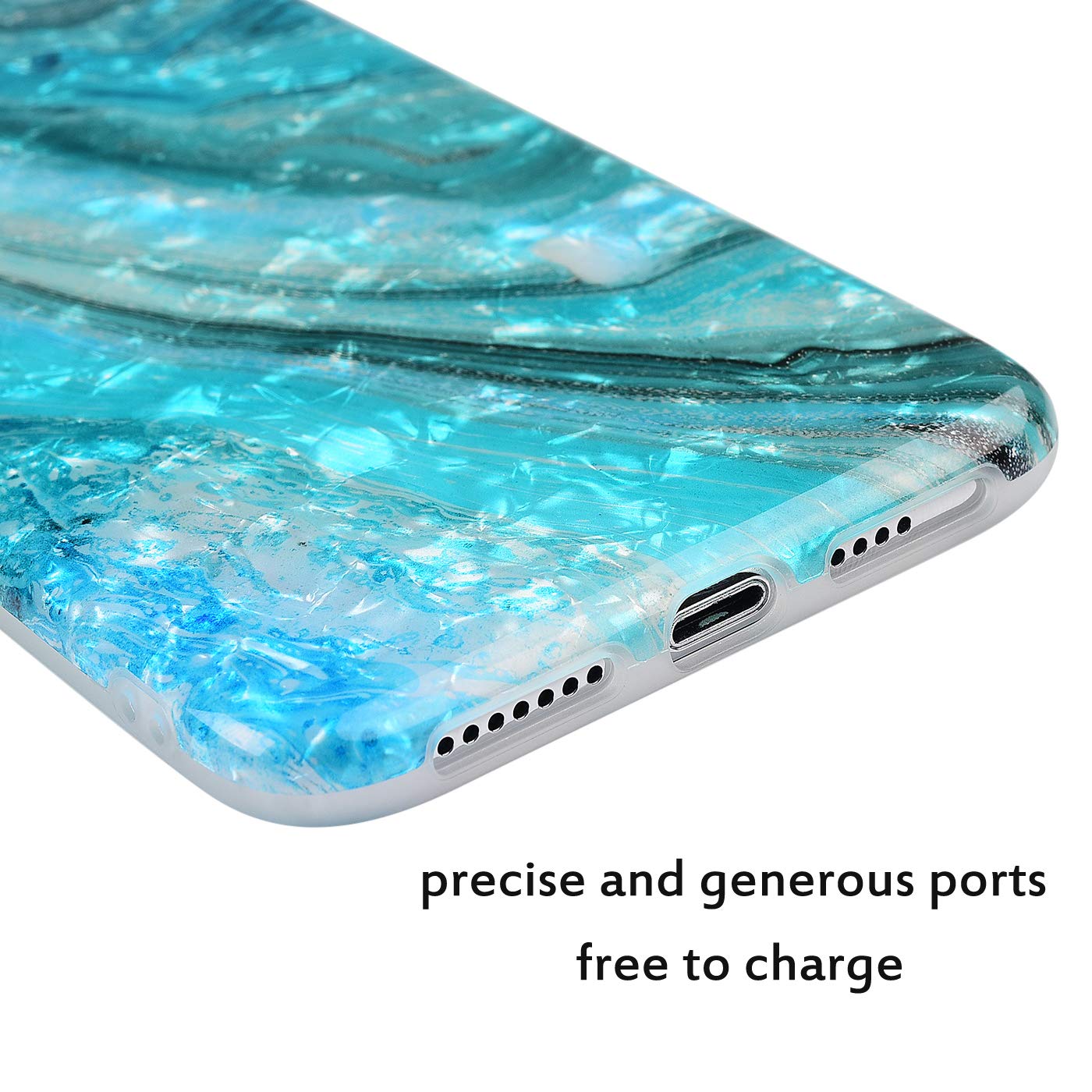 Compatible with iPhone Xs Max Case Marble iPhone Xs Plus Case Girls Women Cute [Tinfoil] Pearly Glitter Phone Case Protective TPU Silicone Case for iPhone 10/Xs Max 6.5 inch (Pearlecent Aqua)
