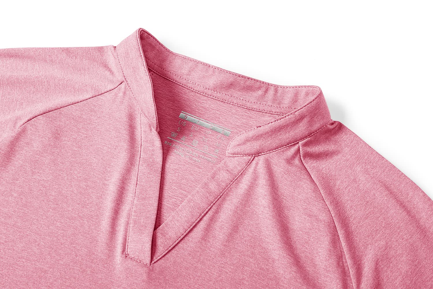CRYSULLY Sun Protection Shirts for Men UPF50+ Short Sleeve Workout V Neck Shirts Pink