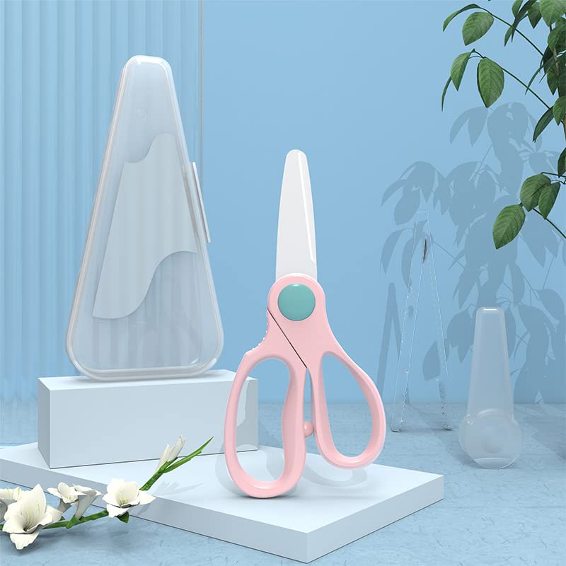 DAMPEN Ceramic Scissors,Soft-grip Handles,Safety Healthy,Kitchen Scissors,Baby Food Ceramic Scissors with Travel Cover for Kids Food 2 PACK (DSP-3)