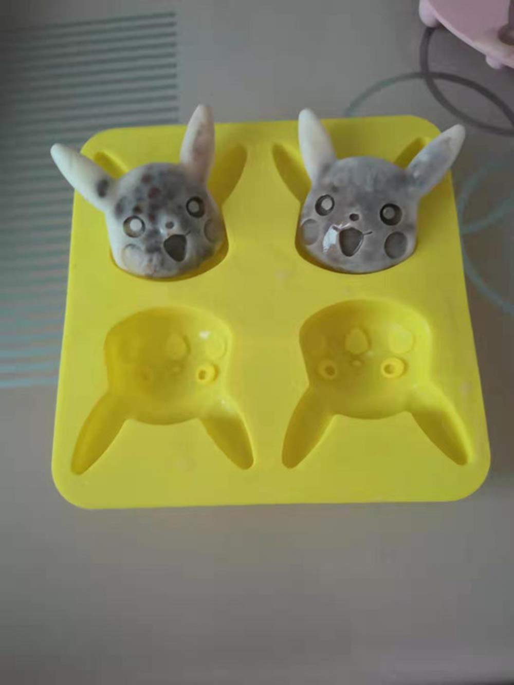 CUTIA 4-in-1 Silicone Pokemon Mousse Cake Mold, Pikachu Ice Pastry Mold Trays for Baking,Icing and DIY
