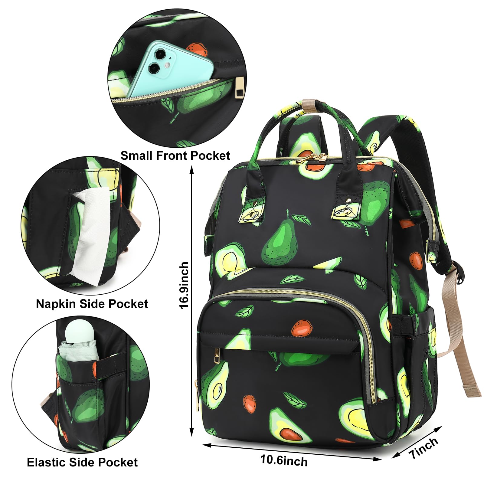 Dezcrab Cow Print Lunch Backpack for Women Girls, Insulated Cooler Backpack Laptop Backpack School Backpack Bookbag Nurse Work Backpacks