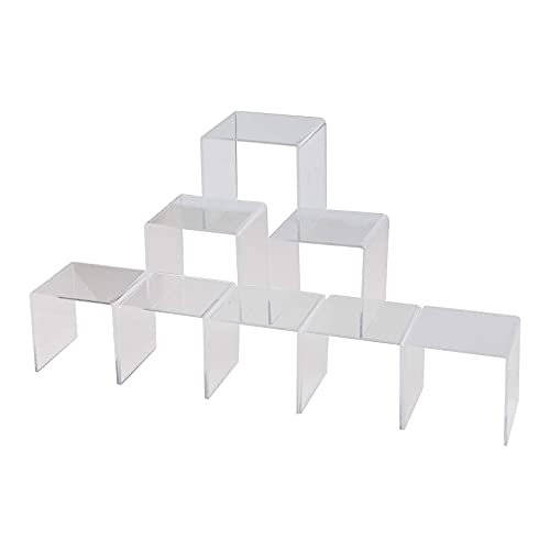 ihomecooker 12 Pack Clear Arylic Display Risers(4"×3"×2") &8 Pack Clear Arylic Display Risers(4"×4"×4") (20 Items)