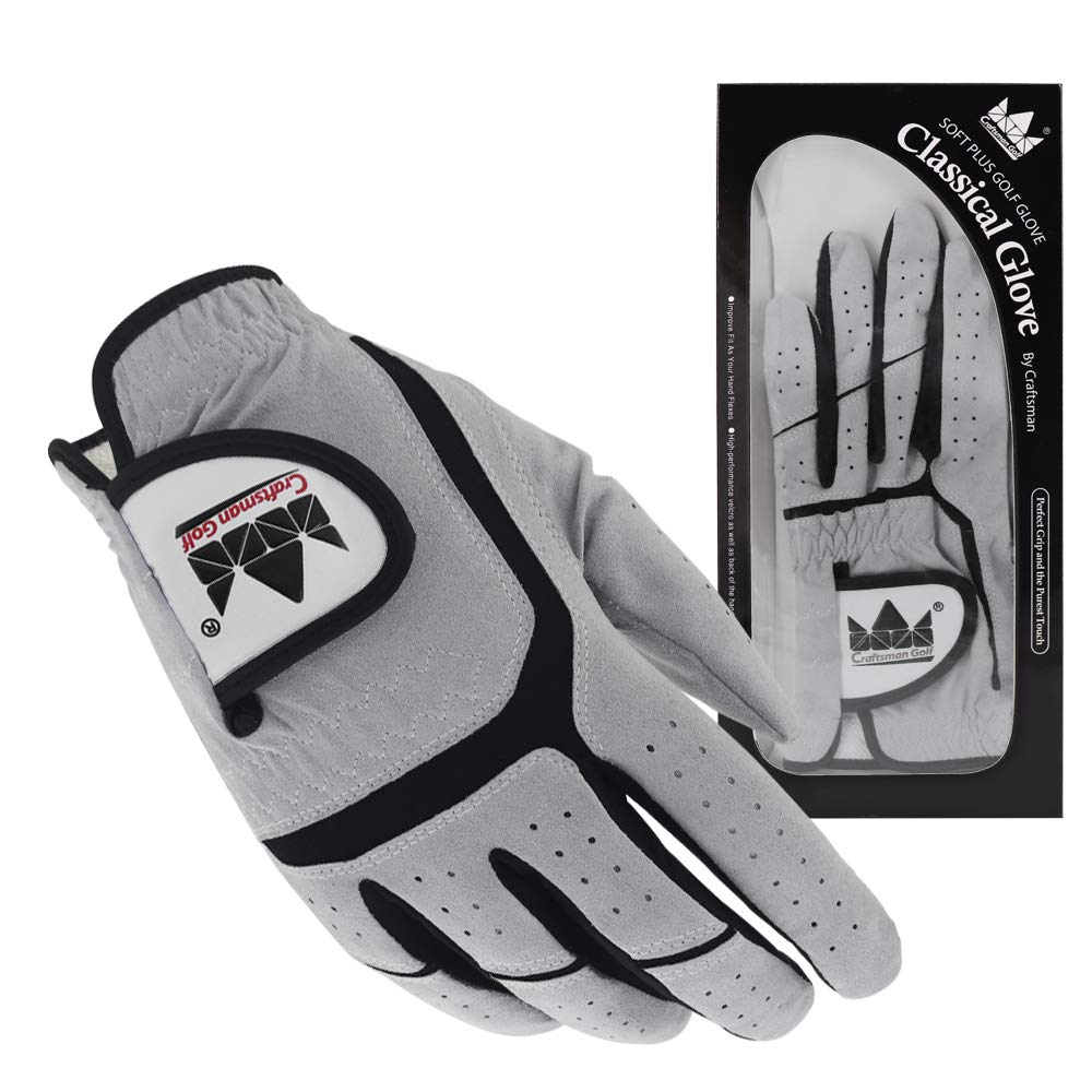 Craftsman Golf 3-Pack White or Gray Golf Gloves for Men Worn on Right Hand (Gray, M)