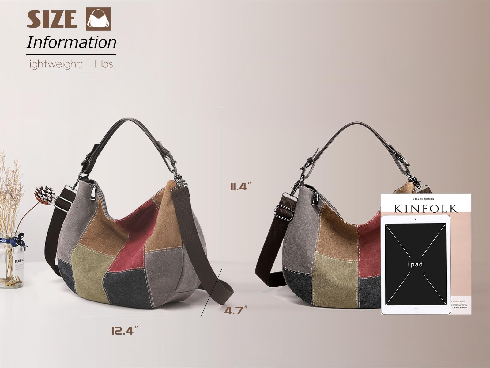 Canvas Tote Bag for Women Large Hobo Bag 2 Straps Crossbody Shoulder Handbag Pocketbooks Womens Purses