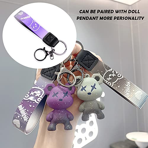 Kawaii Car Keychain Gradient Color Cute Keychains for Women/Men/Girls/Kids,Personalized Bear Keychains for Backpacks Charms Purse (Purple)…